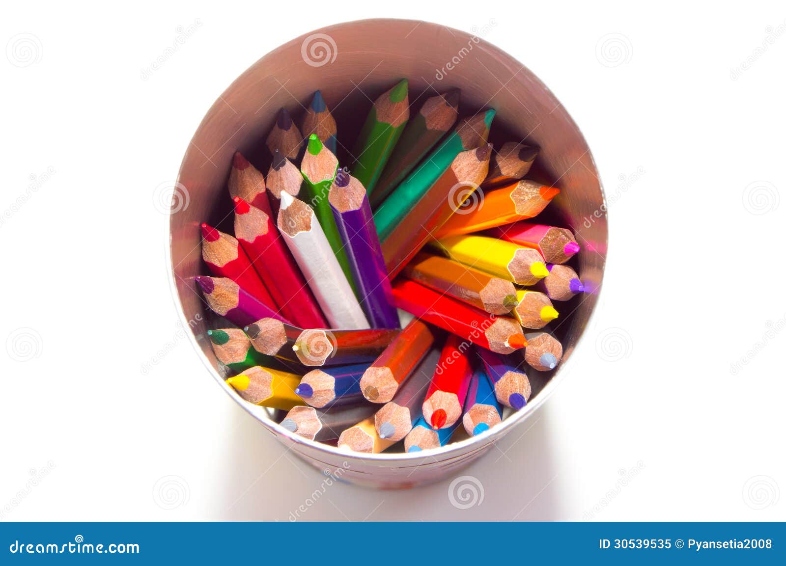 Colored Pencils in a Round Box Stock Image - Image of pencil, kids ...