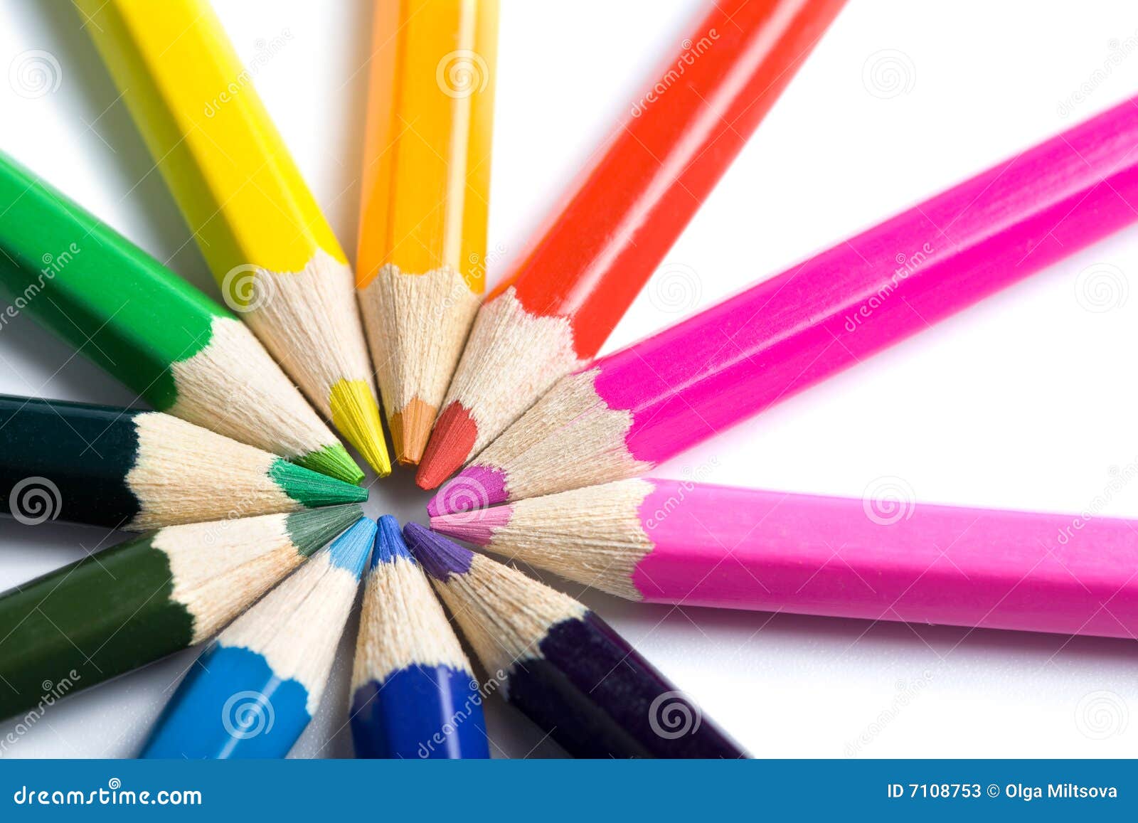 Colored Pencils in Round Shape Isolated Stock Image - Image of still ...