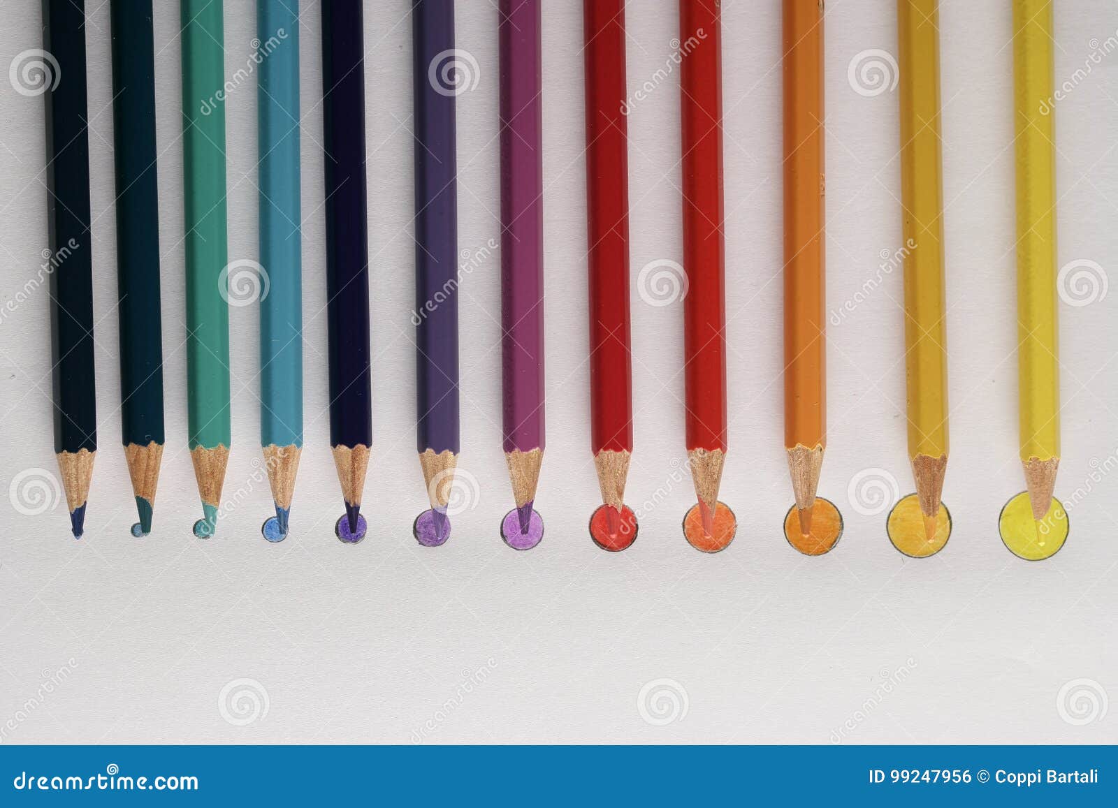 Colored Pencils on Rounded Disk As Colored Points, Stock Photo - Image ...