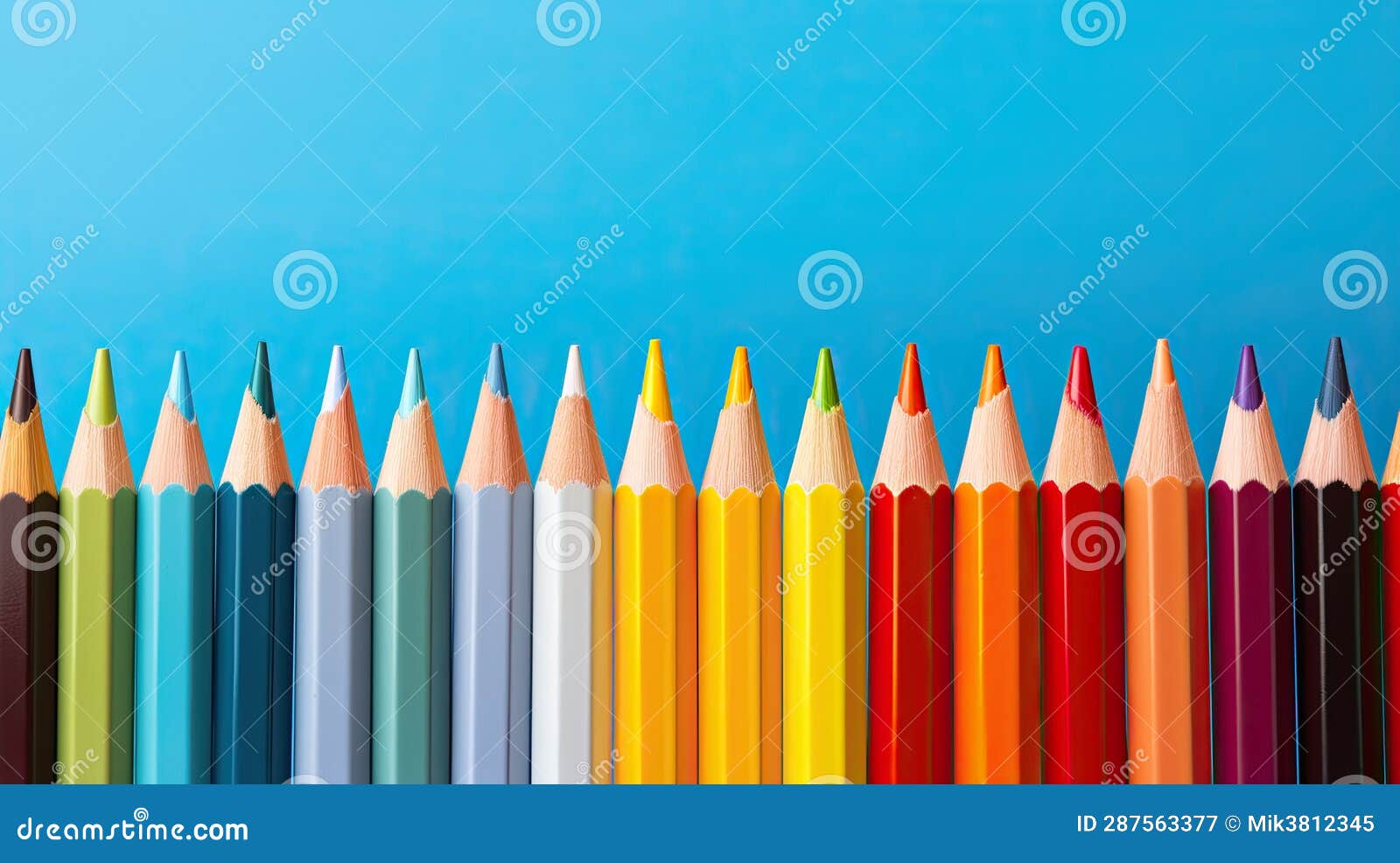 Colored Pencils in a Row and Copy Space. Stock Illustration ...