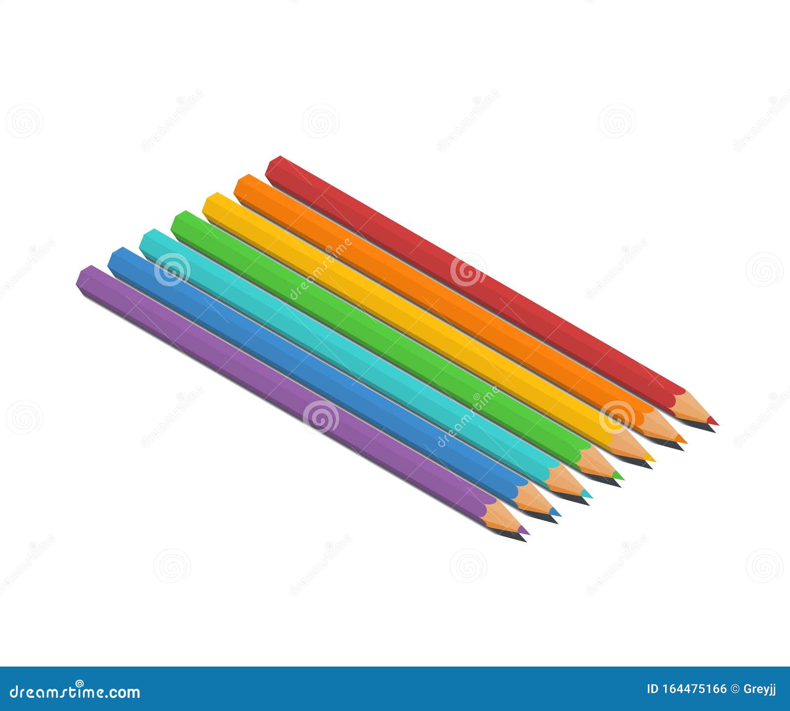 Colored Pencils Row in Rainbow Pattern Stock Vector - Illustration of ...