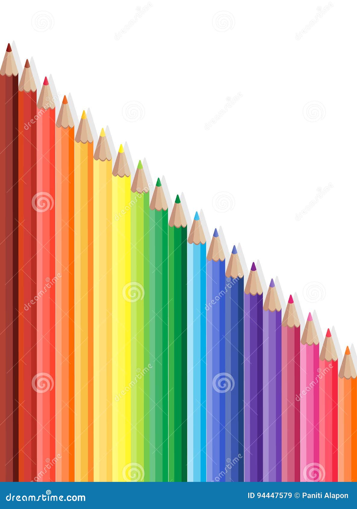 Colored Pencils Row with Wave on Lower Side Stock Vector - Illustration ...