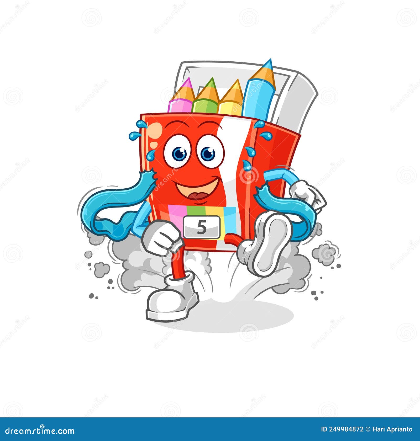 Colored Pencils Runner Character. Cartoon Mascot Vector Stock Vector ...
