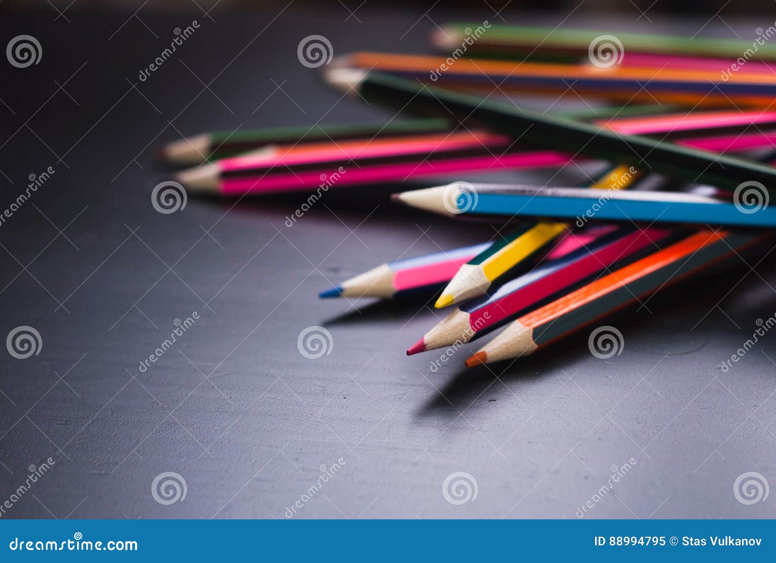 Colored Pencils Scattered on the Desk Stock Image - Image of school ...