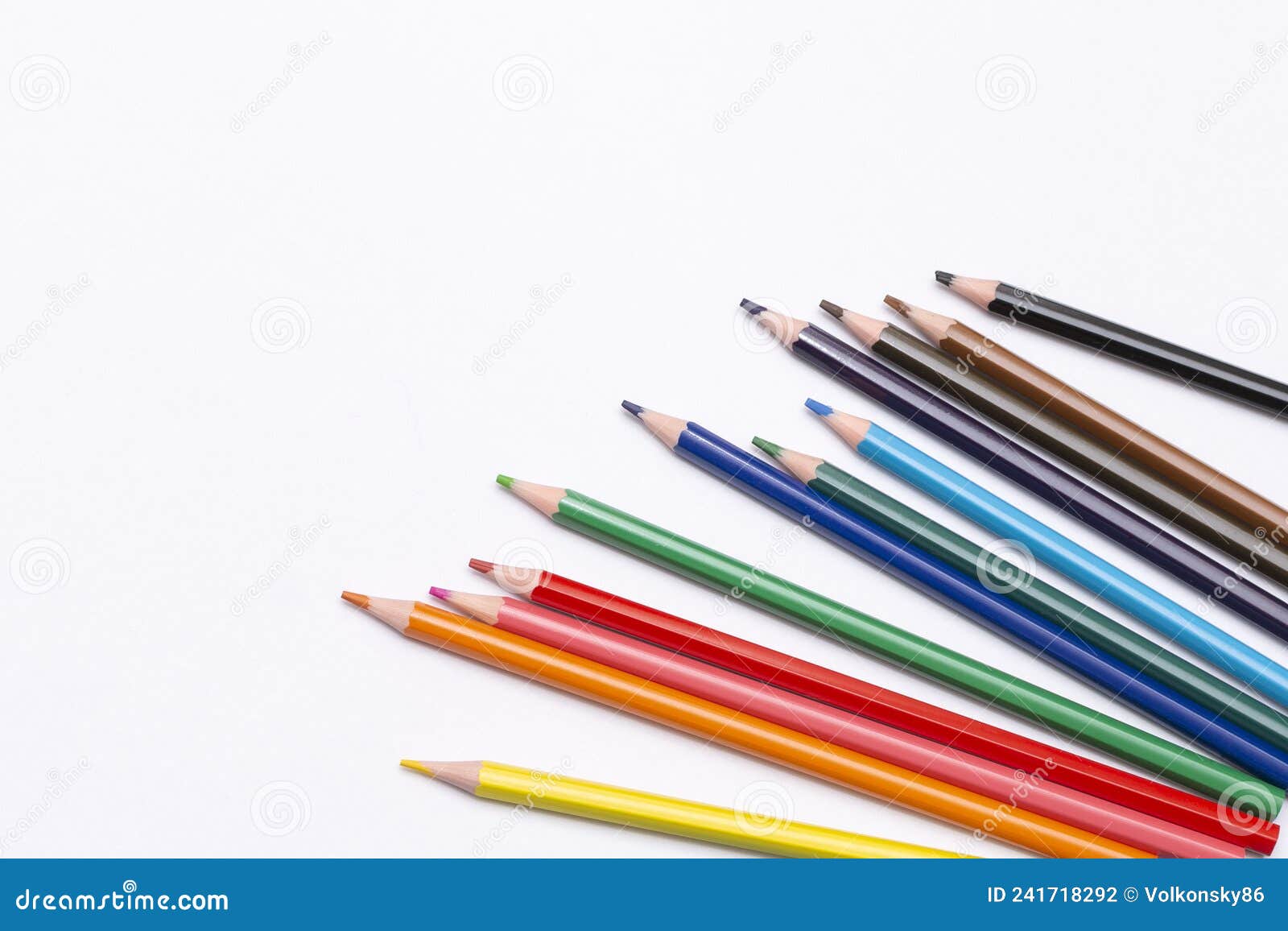 Colored Pencils are Scattered on a White Background. Supplies for ...