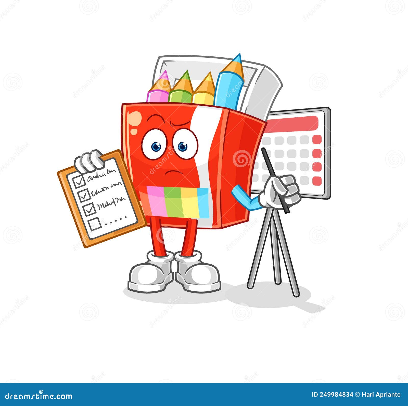 Colored Pencils Schedule List Vector. Cartoon Character Stock Vector ...