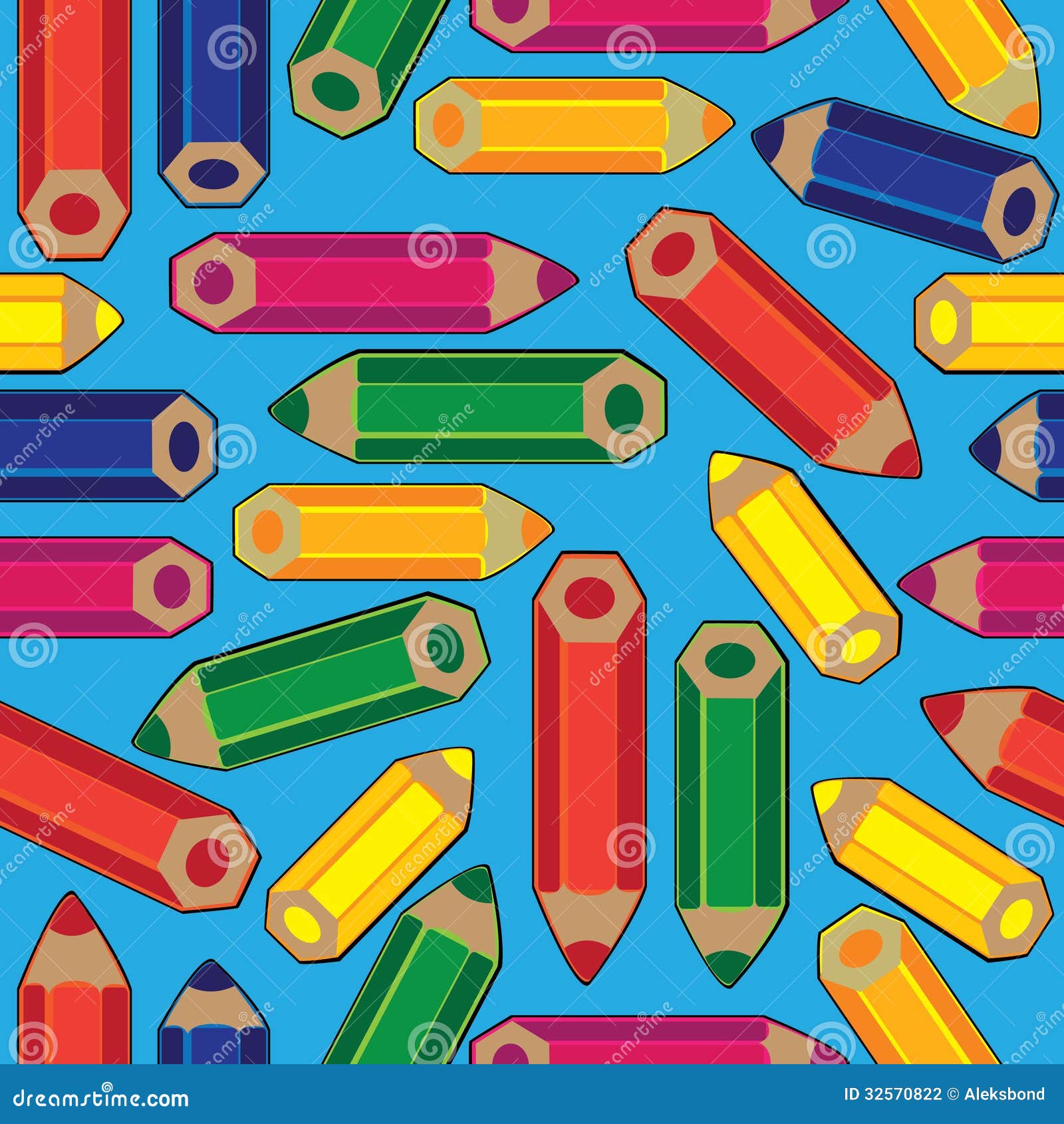 Colored Pencils on Seamless Pattern Stock Vector - Illustration of ...