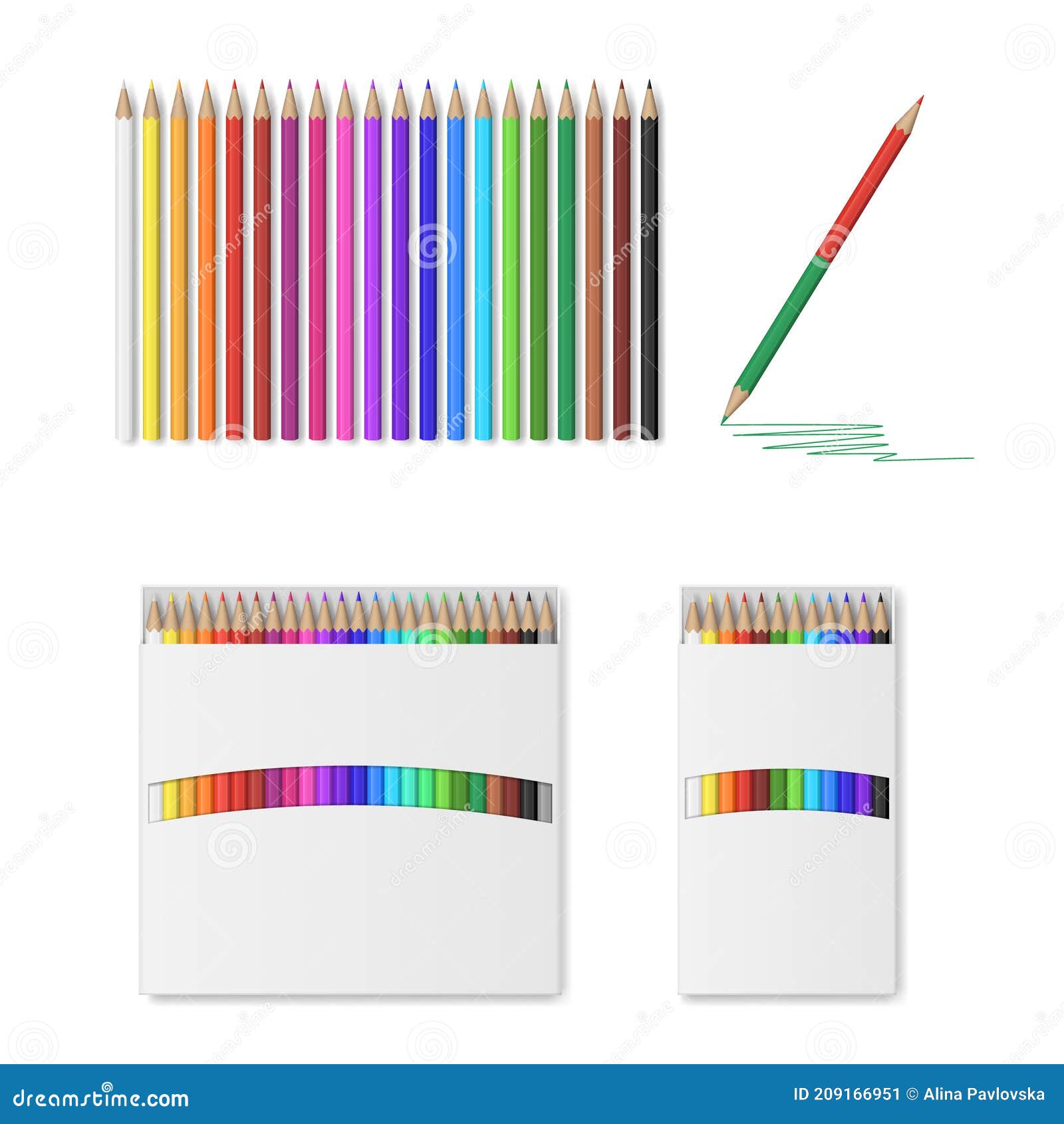 Colored Pencils Set. Realistic Box of Colorful Pencils Isolated on ...