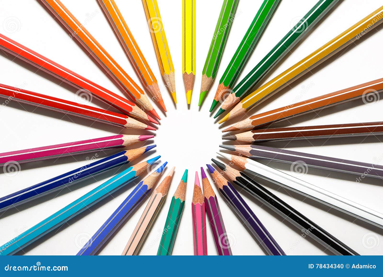 Colored Pencils and Sharp in Circle Stock Photo - Image of sheet ...