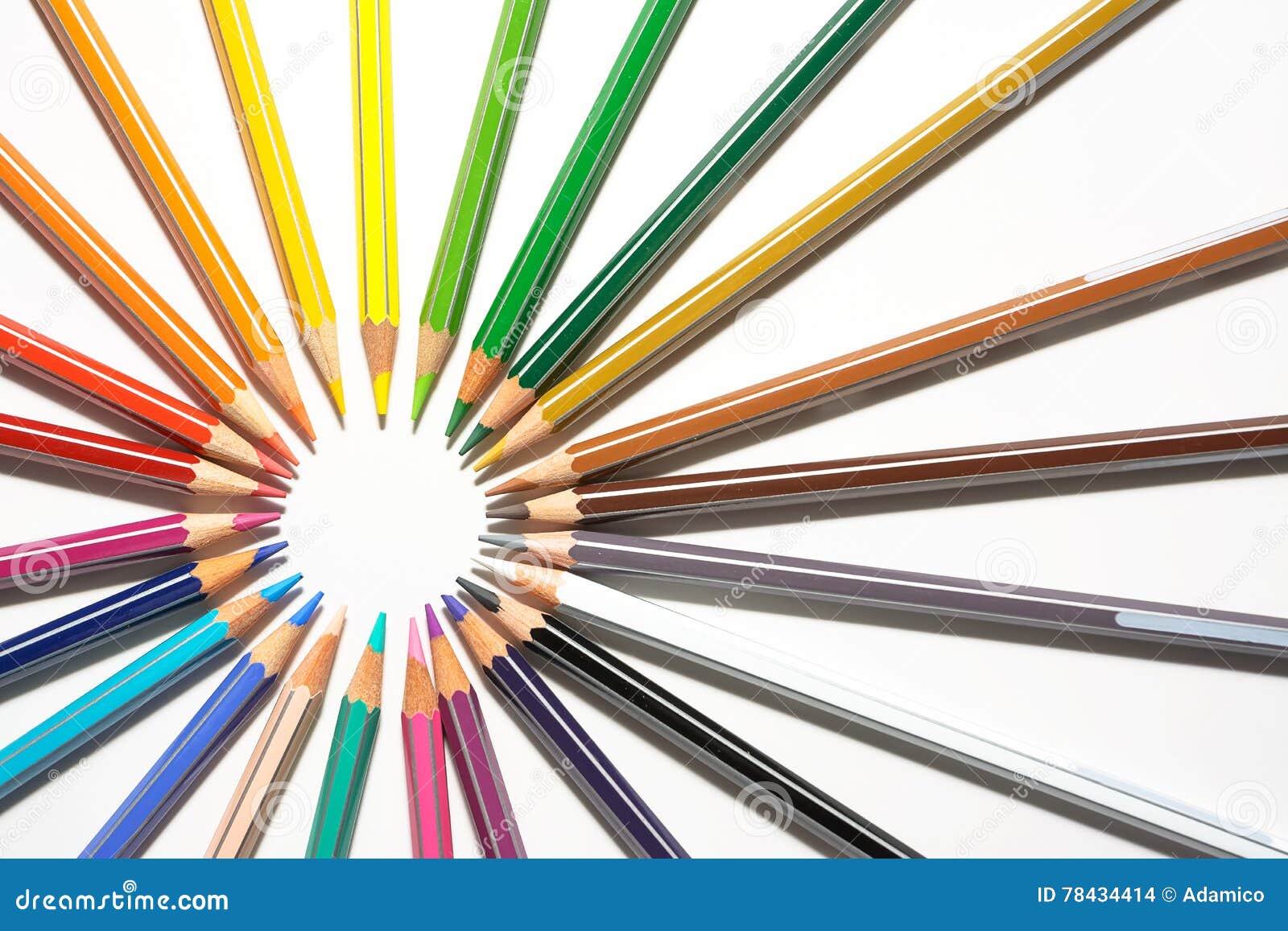 Colored Pencils and Sharp in Circle Stock Photo - Image of object ...