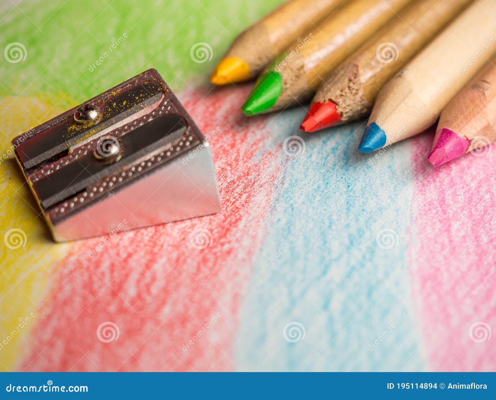 Colored Pencils with Sharpener Image Stock Photo - Image of paper ...
