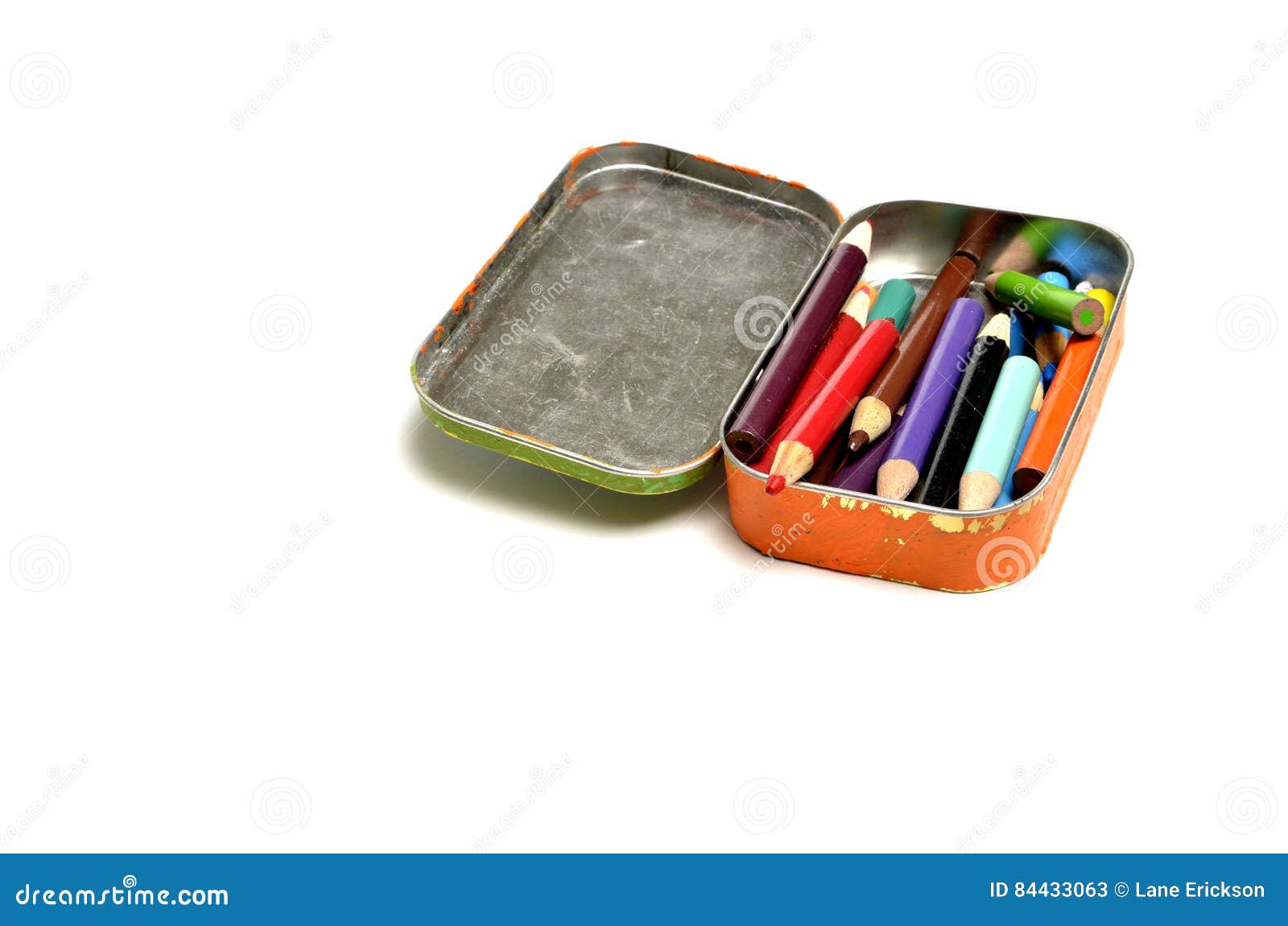 Colored Pencils in Small Tin for Carrying and Creation of Art Work ...