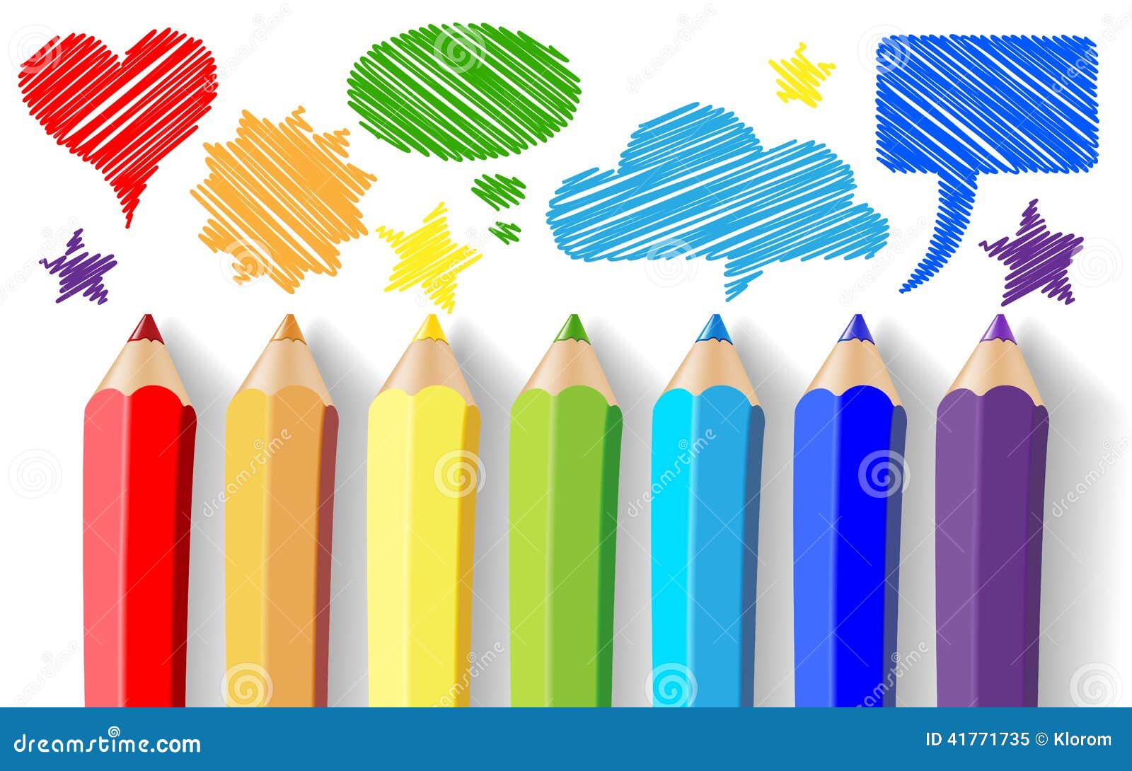Colored Pencils and Speech Bubbles Stock Vector - Illustration of ...