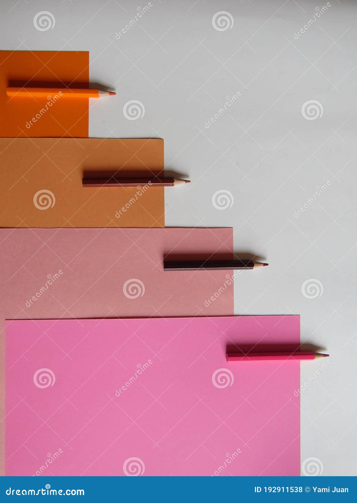 Colored Pencils on Strips of Paper Stock Photo - Image of orange ...
