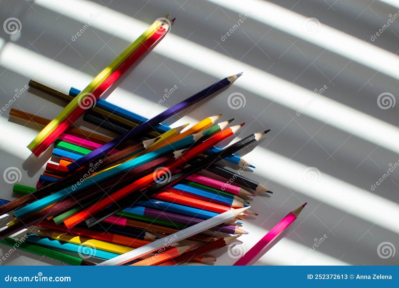 Colored Pencils, Pencils and Sun Shade, Set of Colored Pencils Stock ...
