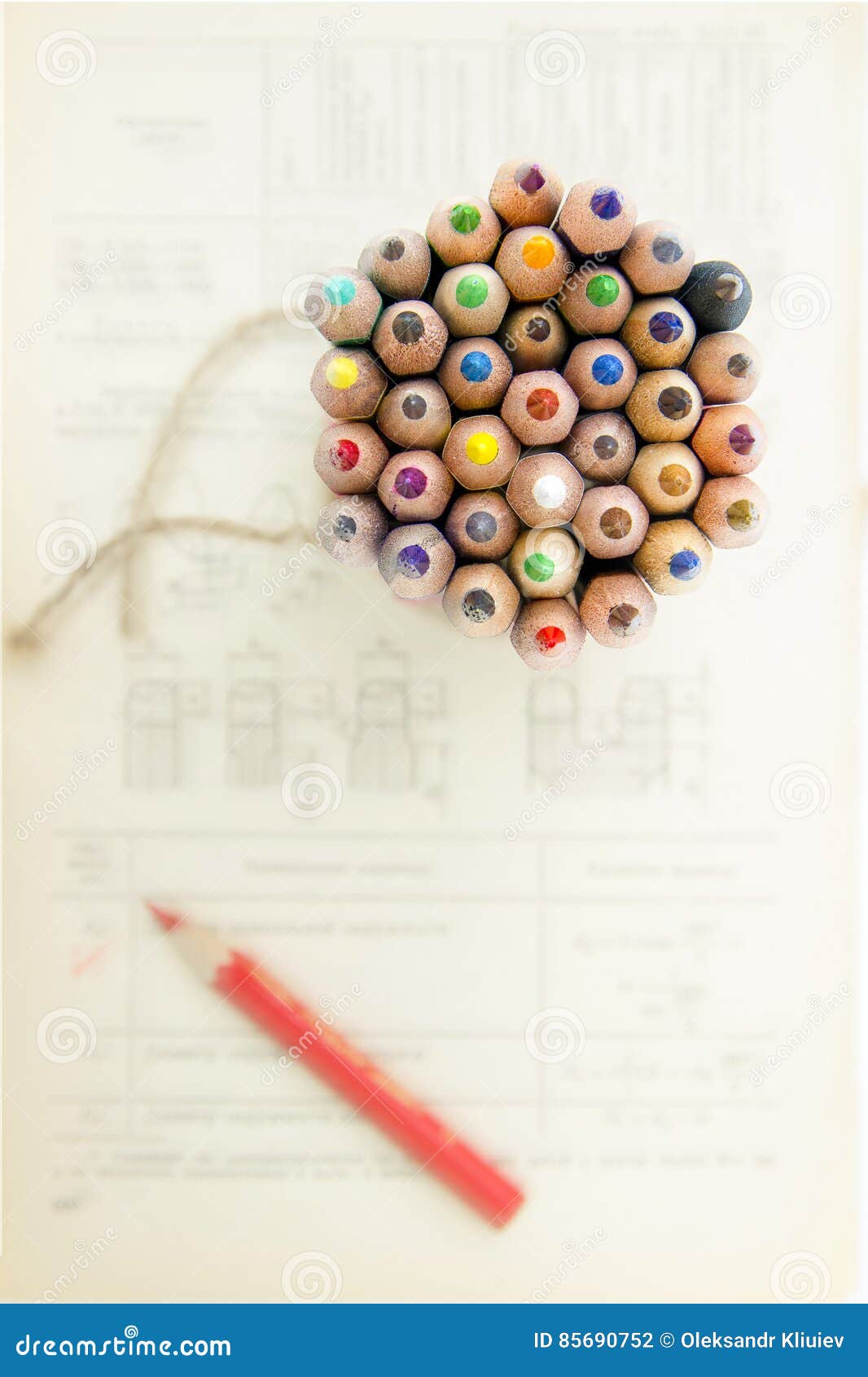 Colored Pencils are in the Technical Drawings and Symbolize the Time of ...