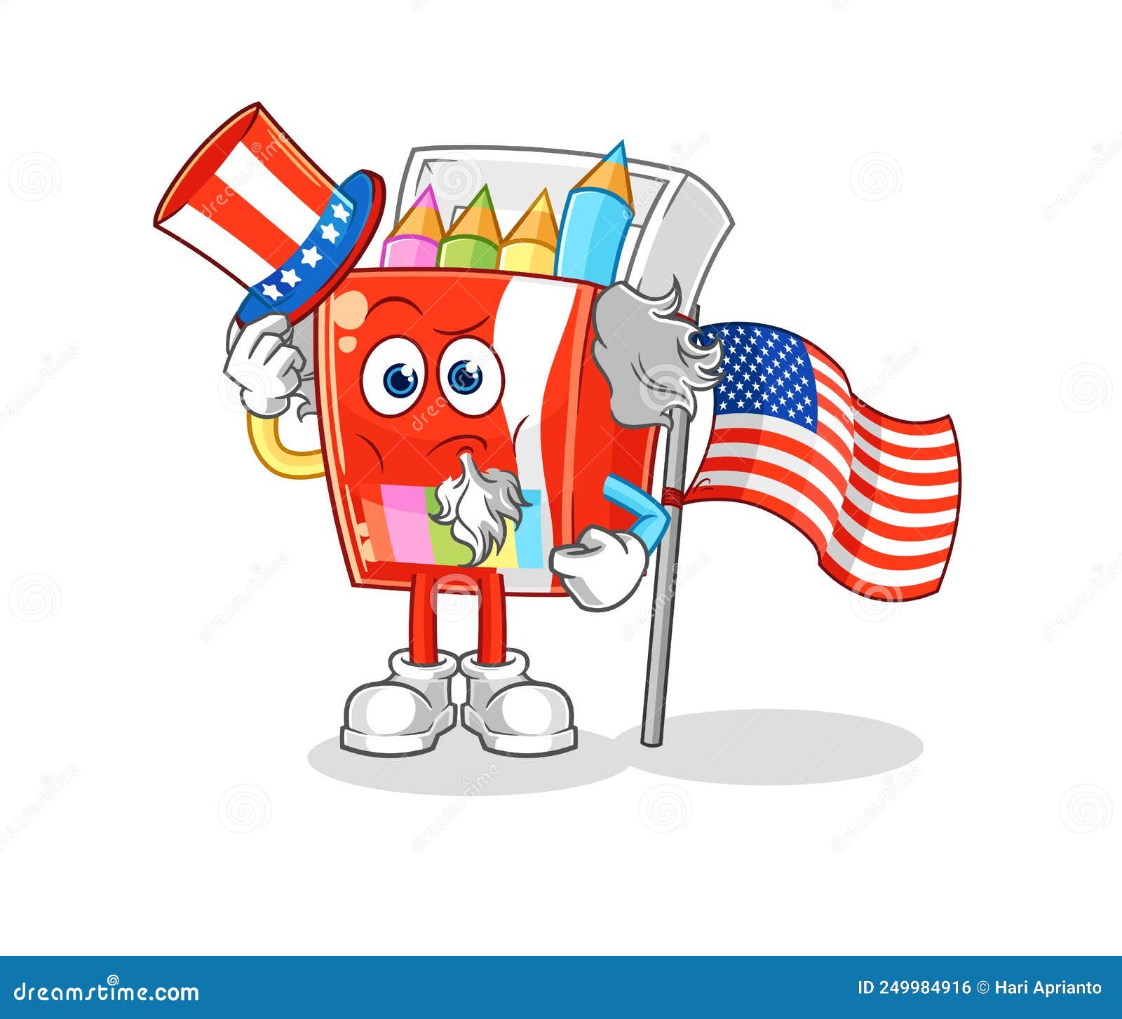 Colored Pencils Uncle Sam Character. Cartoon Mascot Vector Stock ...