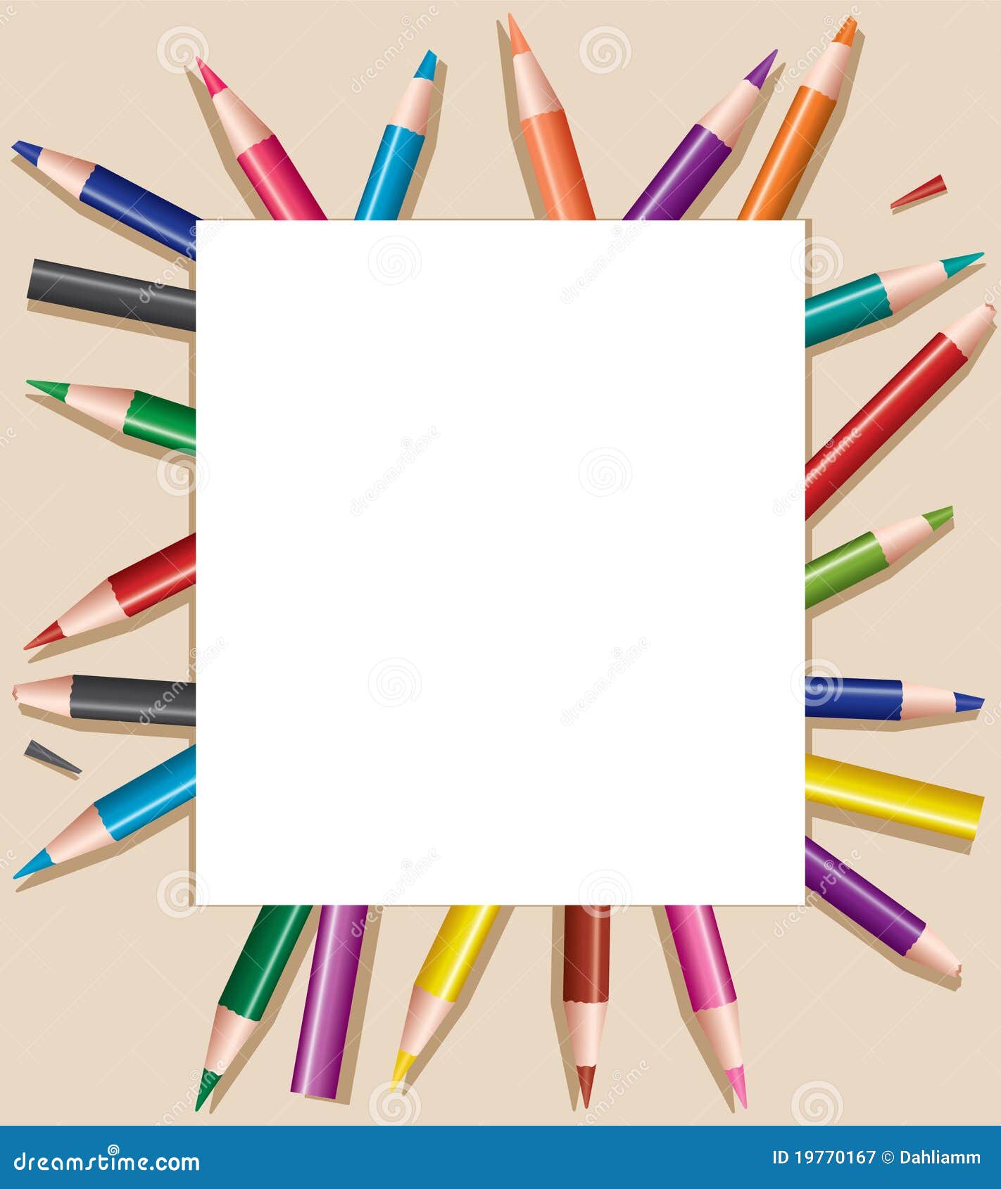 Colored Pencils Under Sheet Of Paper Cartoon Vector | CartoonDealer.com ...