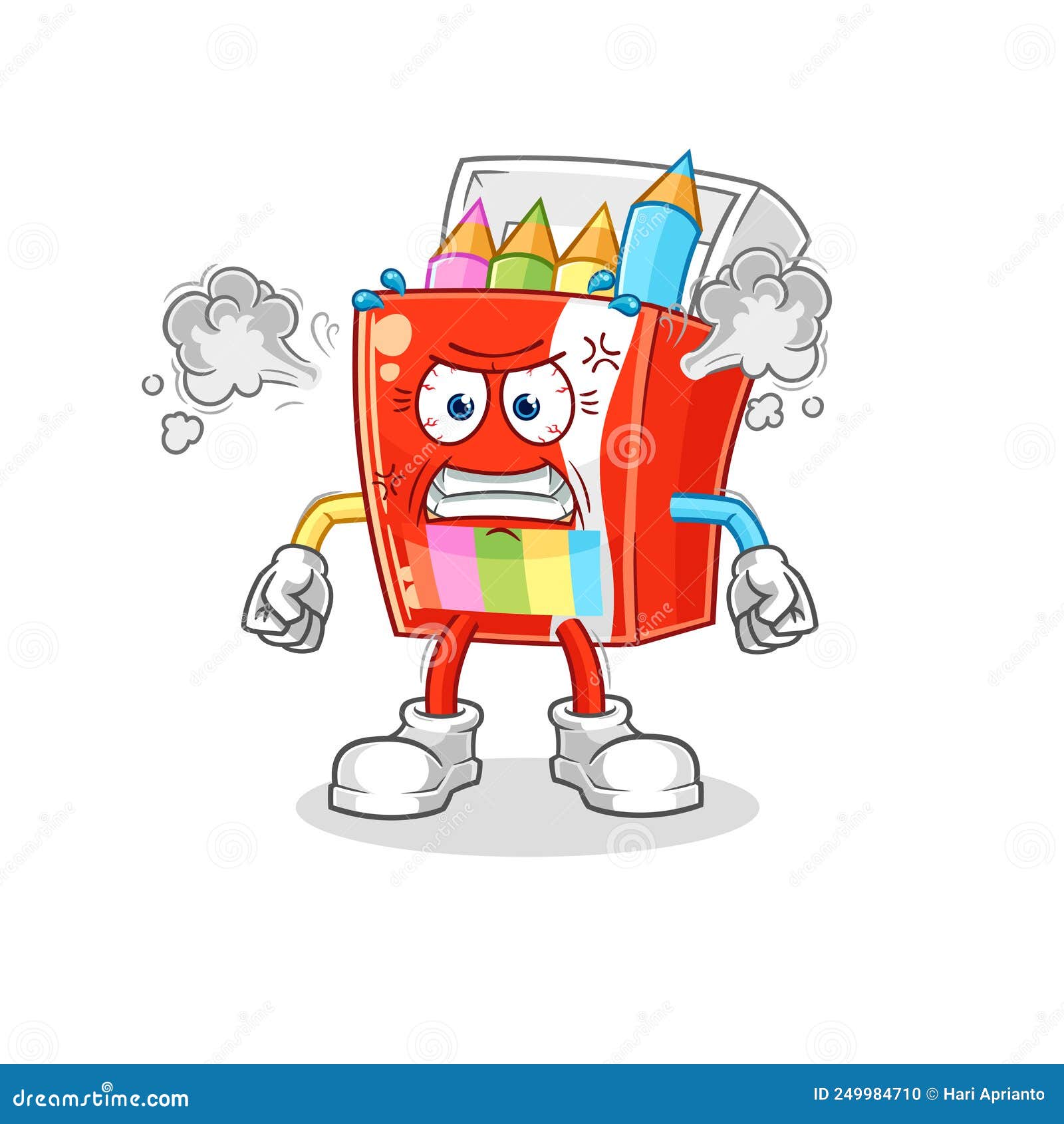 Colored Pencils Very Angry Mascot. Cartoon Vector Stock Vector ...