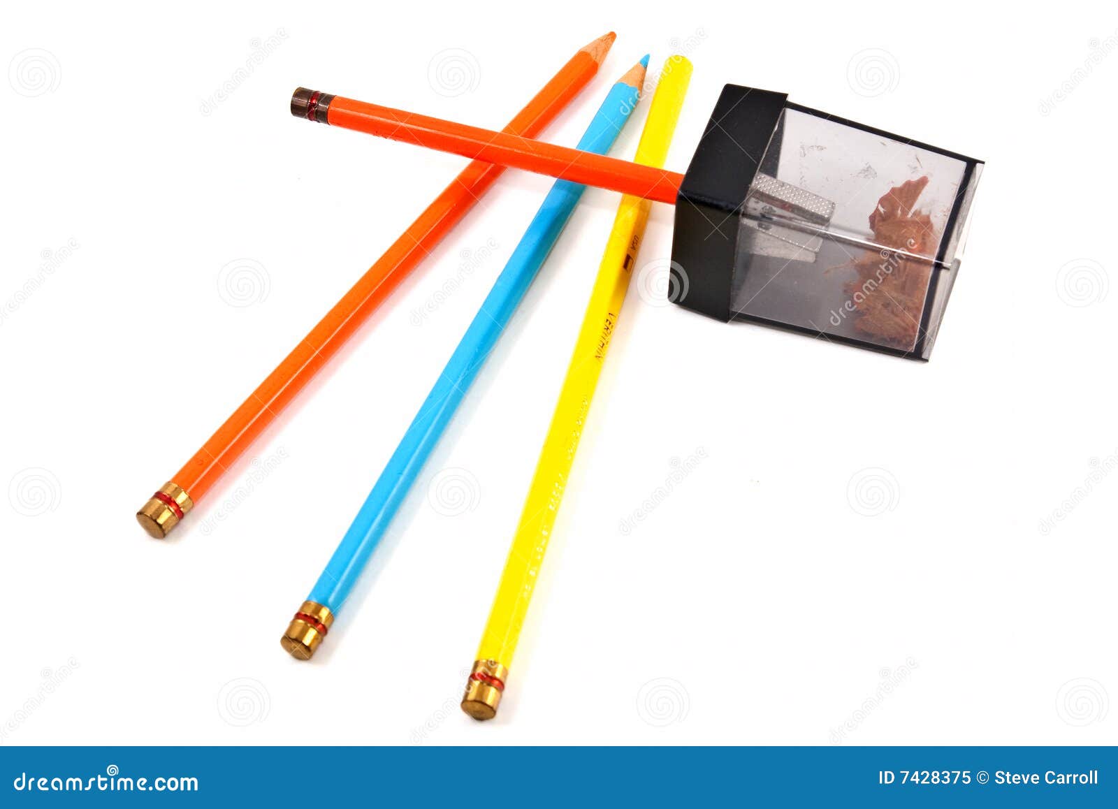 Colored Pencils W/Sharpener, Isolated Stock Image - Image of blue ...