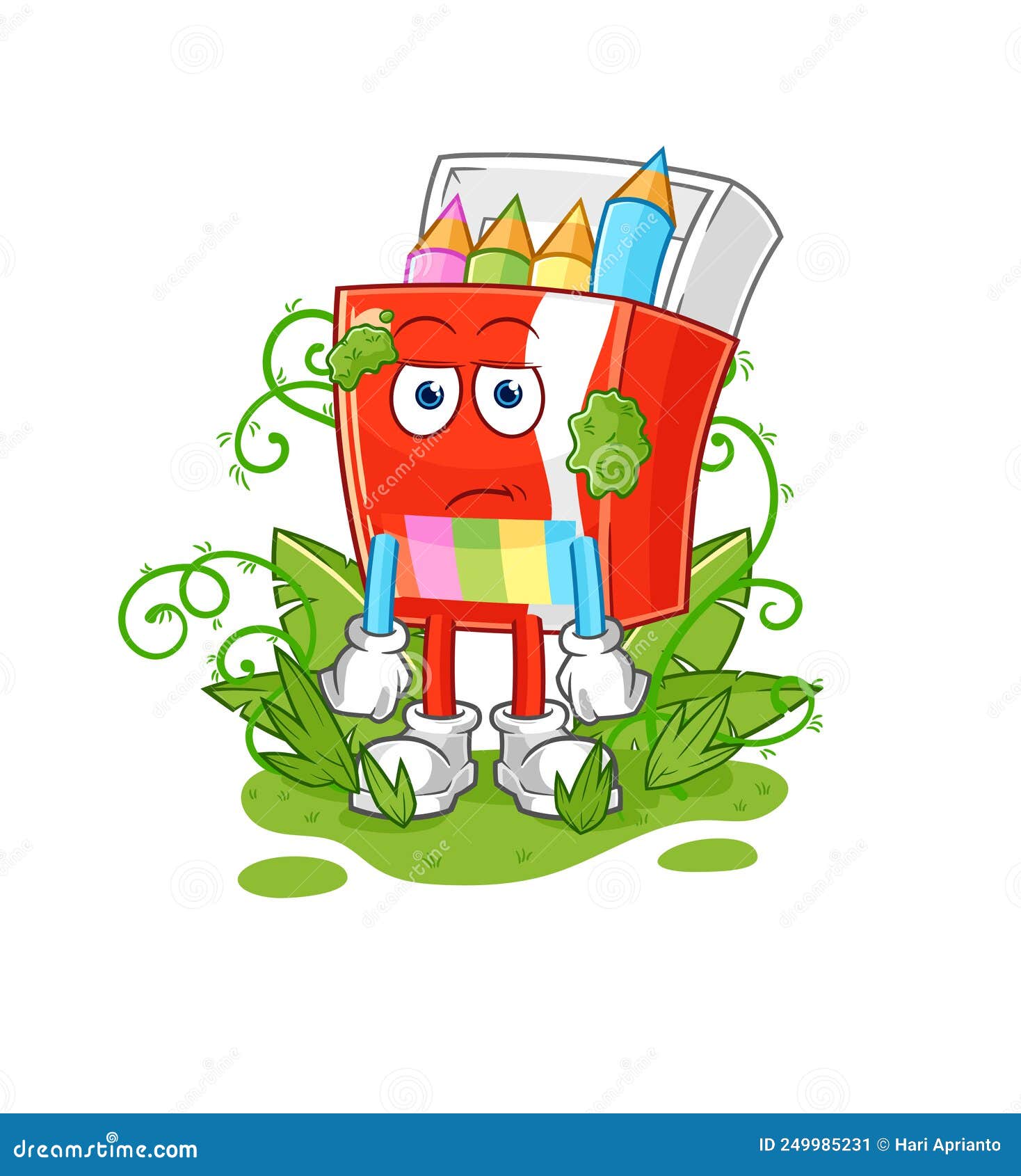 Colored Pencils Waiting Too Long Mascot. Cartoon Vector Stock ...