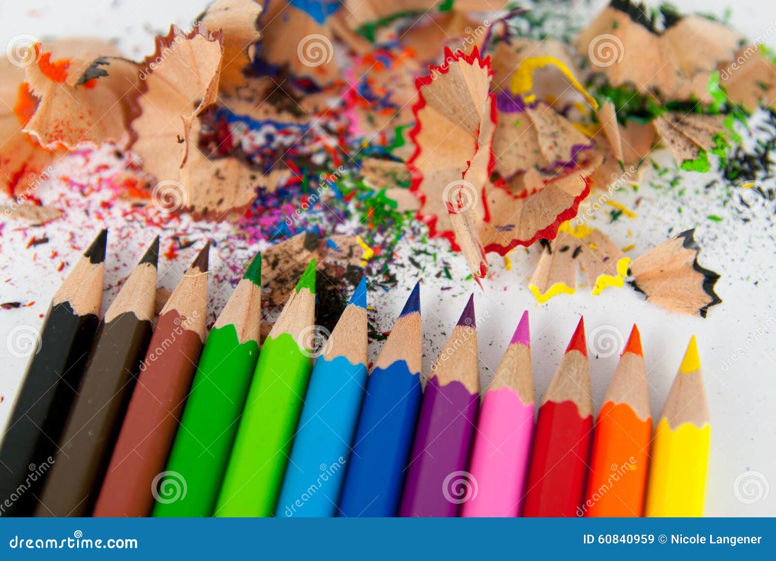Colored pencils with waste stock image. Image of crayon - 60840959