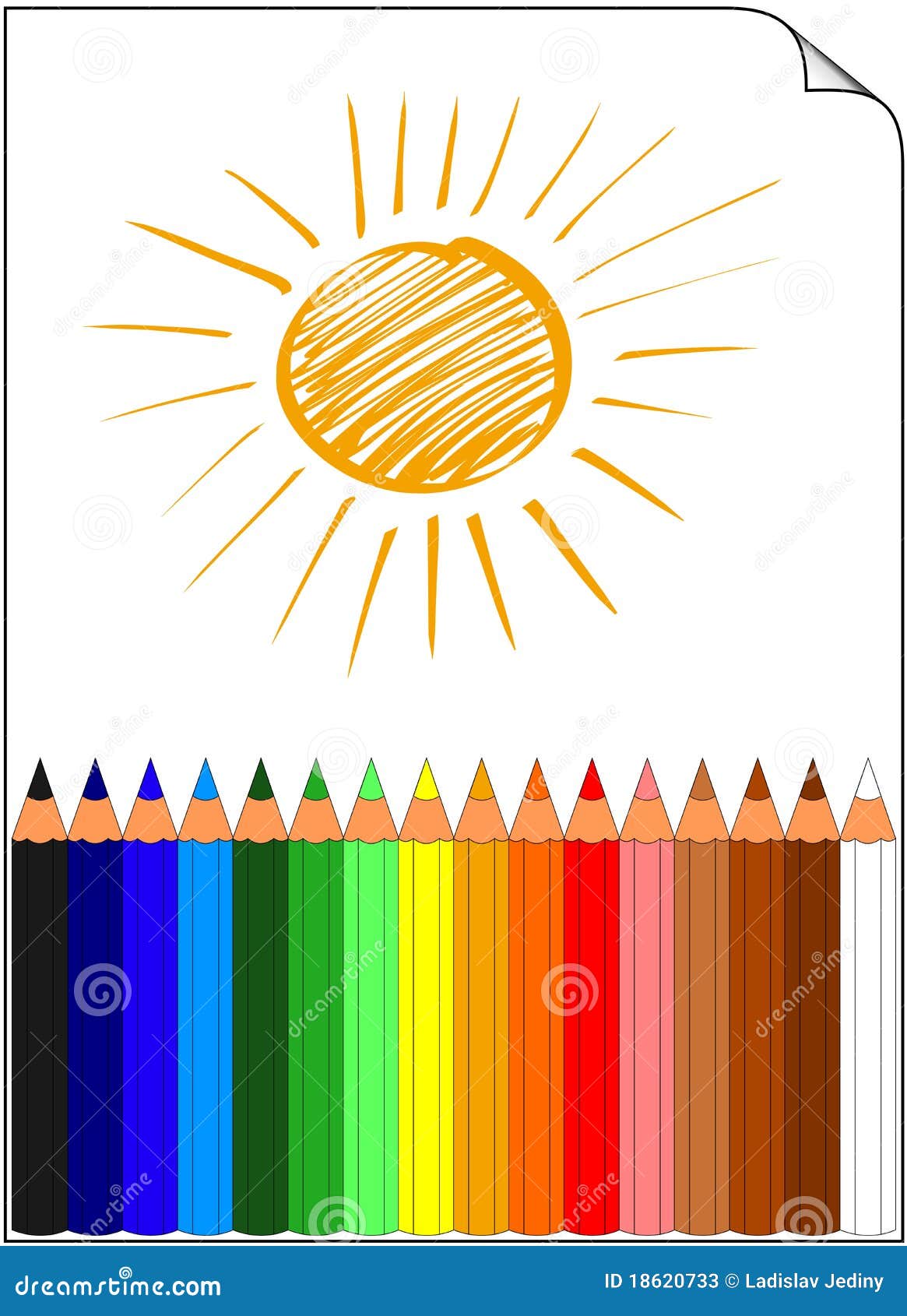 Colored pencils whit sun stock vector. Illustration of arrangement ...
