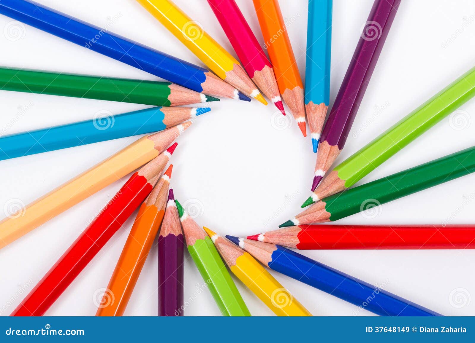 Colored Pencils on White Background Stock Image - Image of black ...