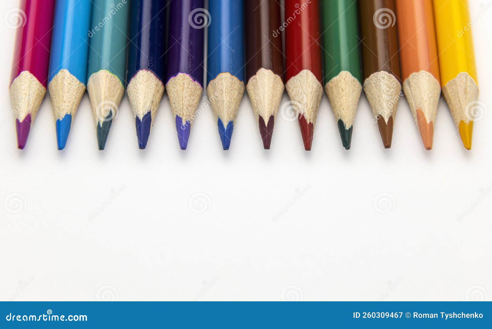 Colored Pencils on a White Background. Education Concept. Stock Image ...