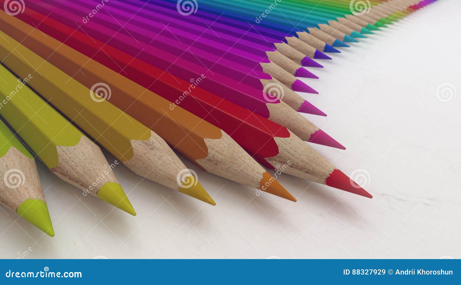 Colored Pencils on a White Paper 3d Rendering Stock Image - Image of ...