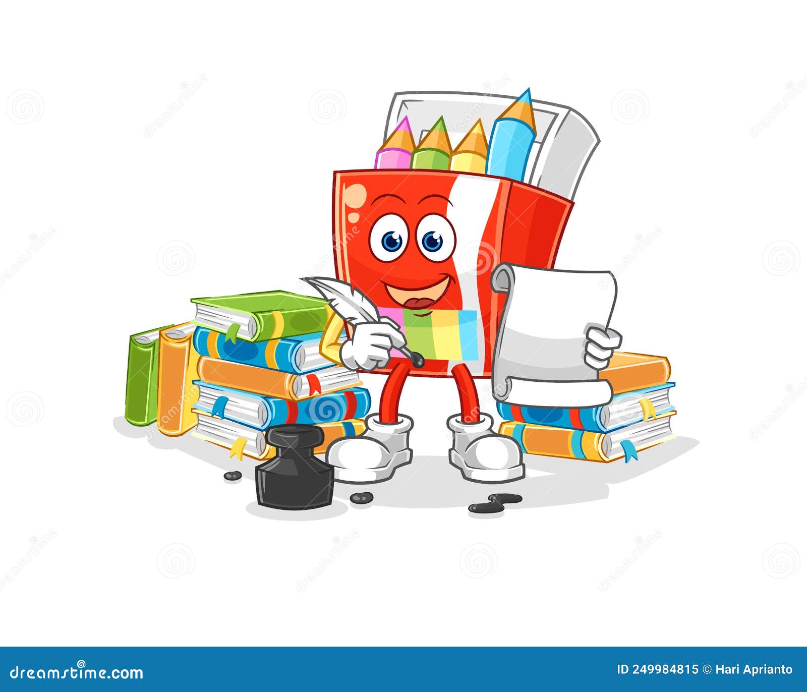 Colored Pencils Writer Vector. Cartoon Character Stock Vector ...
