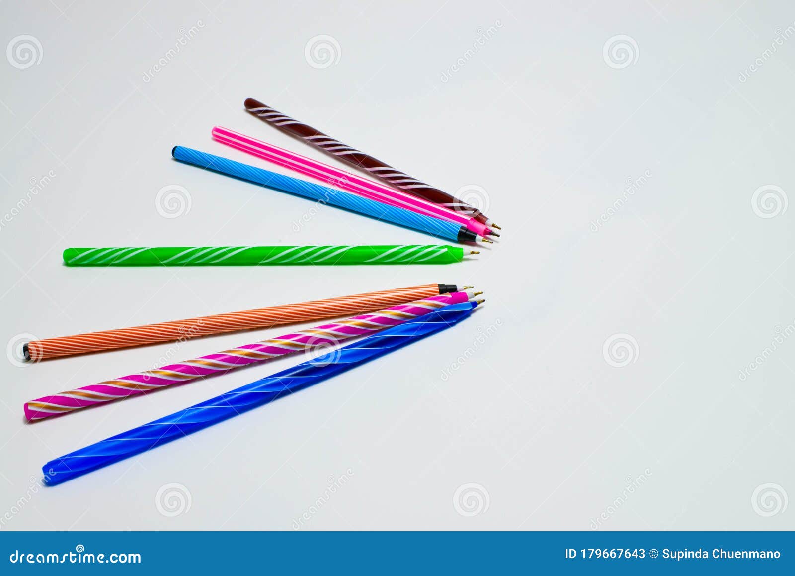 Colored Pens Isolated on White Background Stock Image - Image of group ...