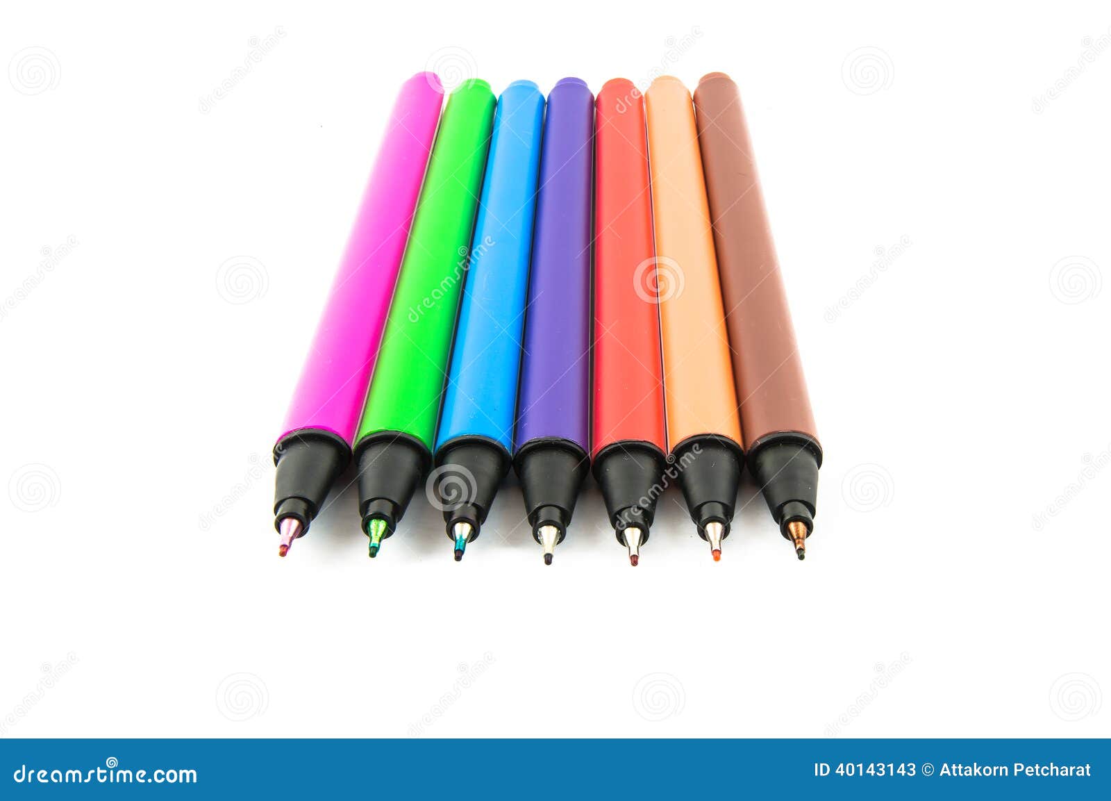 Colored Pens Isolated on White Background Stock Image - Image of green ...