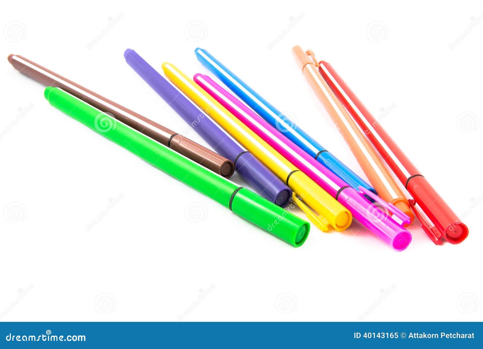 Colored Pens Isolated on White Background Stock Image - Image of ...