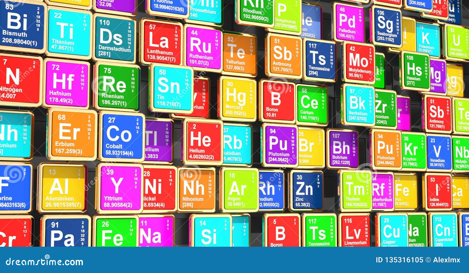 Colored Periodic Table of the Elements 3d Video, Loop Animation. 3D ...
