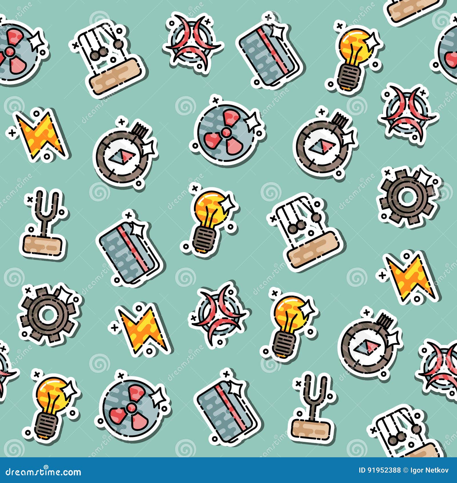 Colored physics pattern stock vector. Illustration of colorful - 91952388