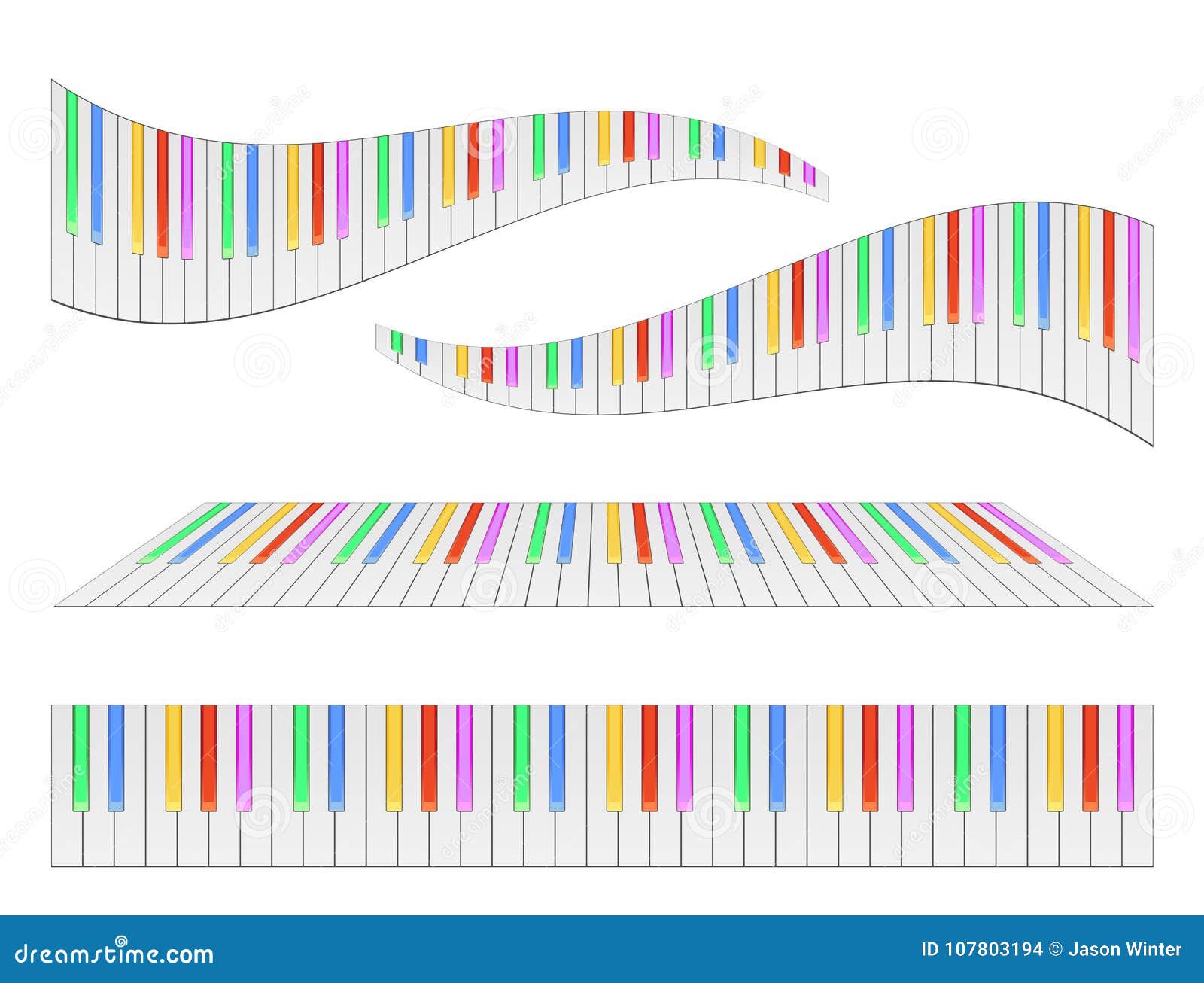 Colored Piano Keyboards stock vector. Illustration of instrumental ...