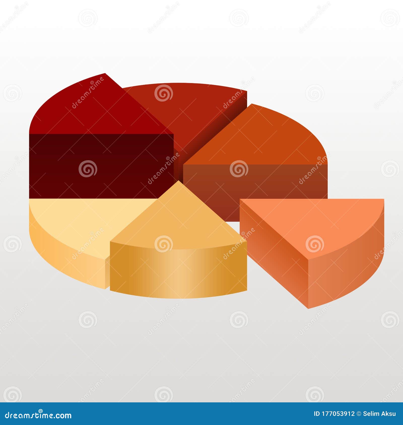 Colored Pie Chart with Different Elevations. Stock Illustration ...