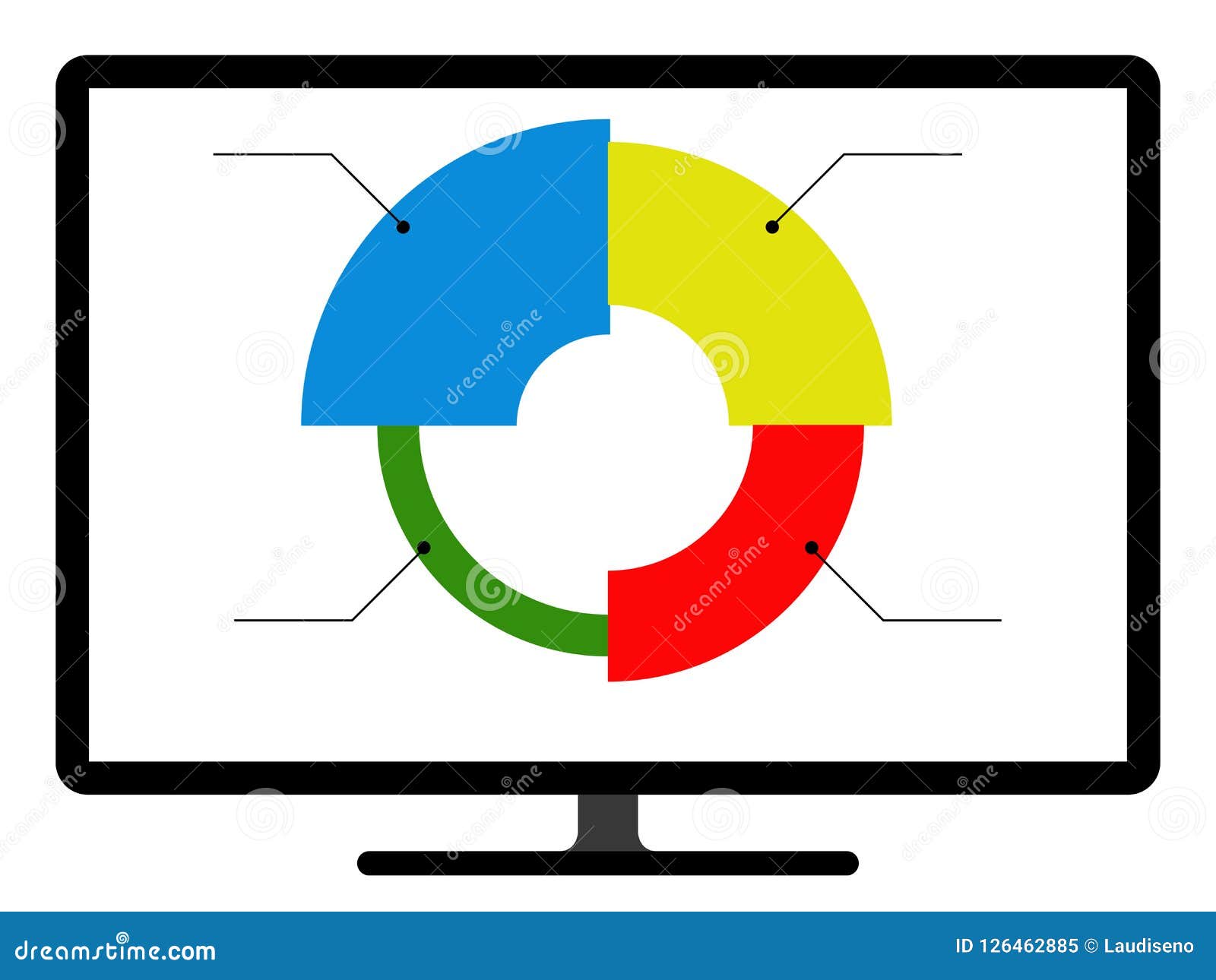 Colored Pie Chart Graph on a Computer Screen Stock Vector ...