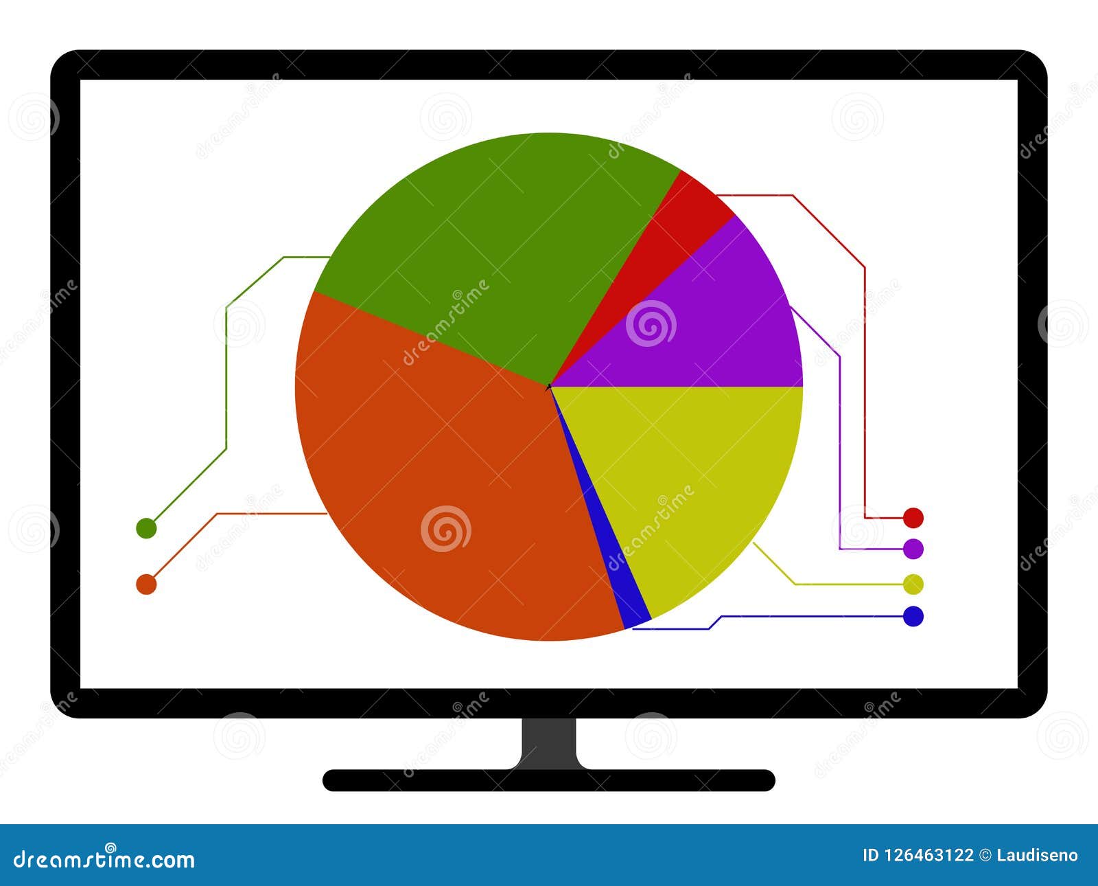 Colored Pie Chart Graph on a Computer Screen Stock Vector ...