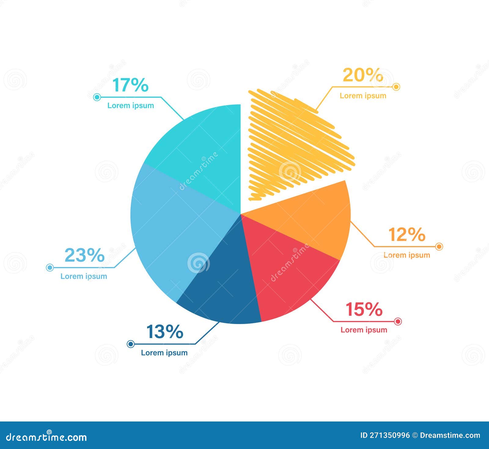 Colored Pie Chart with Percentage Graphic for Business Presentation ...