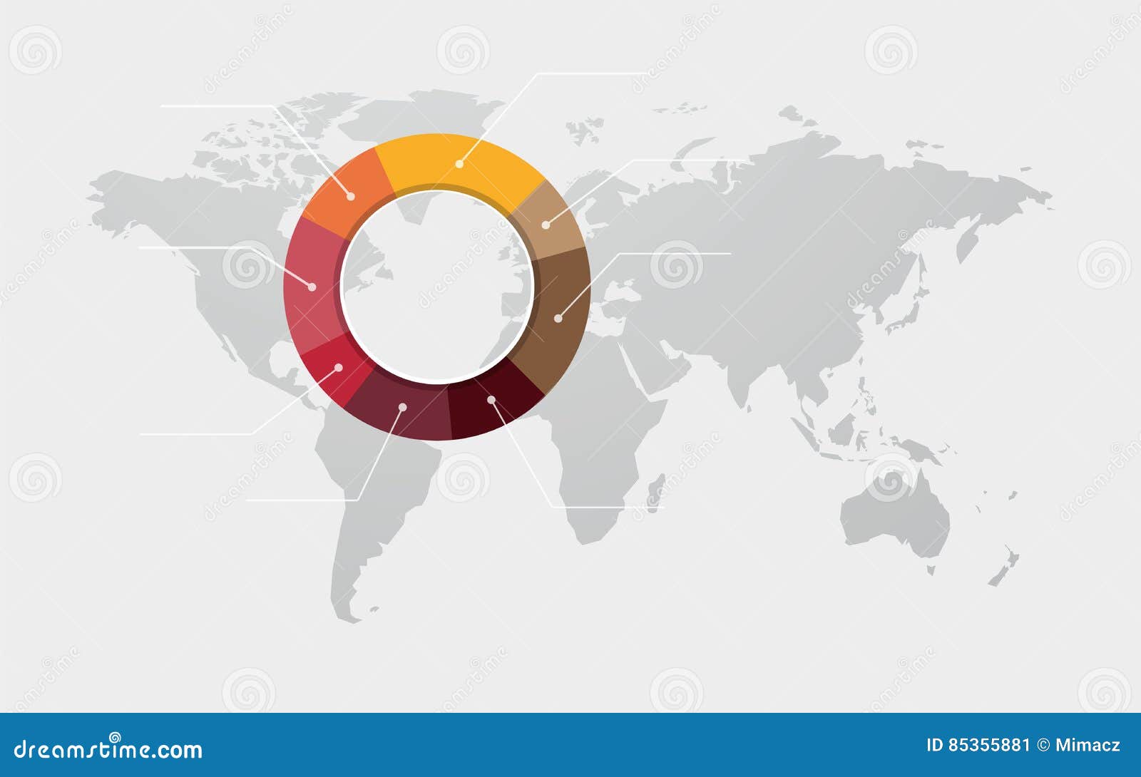Colored Pie Chart on the World Map Stock Vector - Illustration of ...