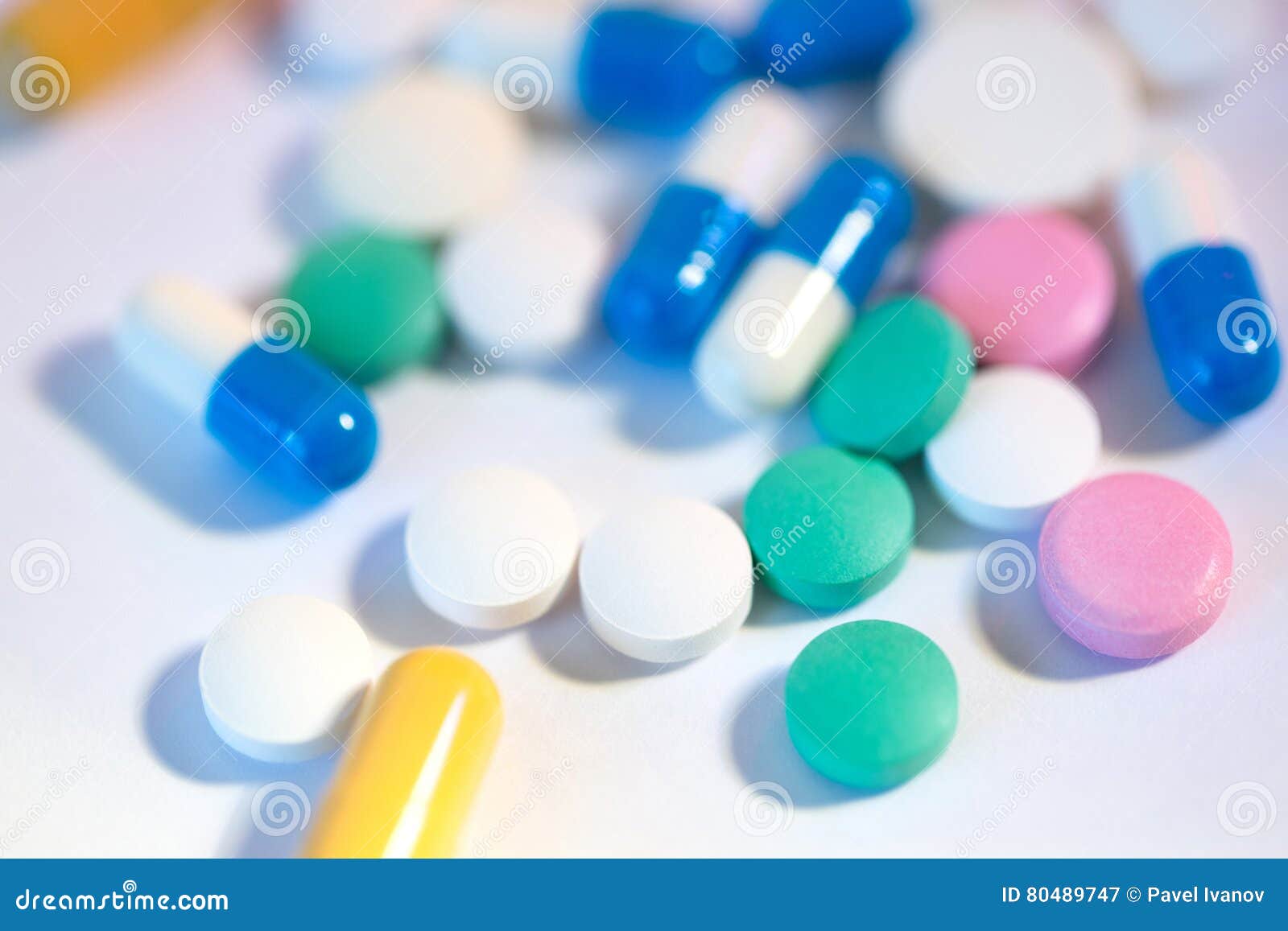 Colored Pills on a White Background. Stock Image - Image of pain ...