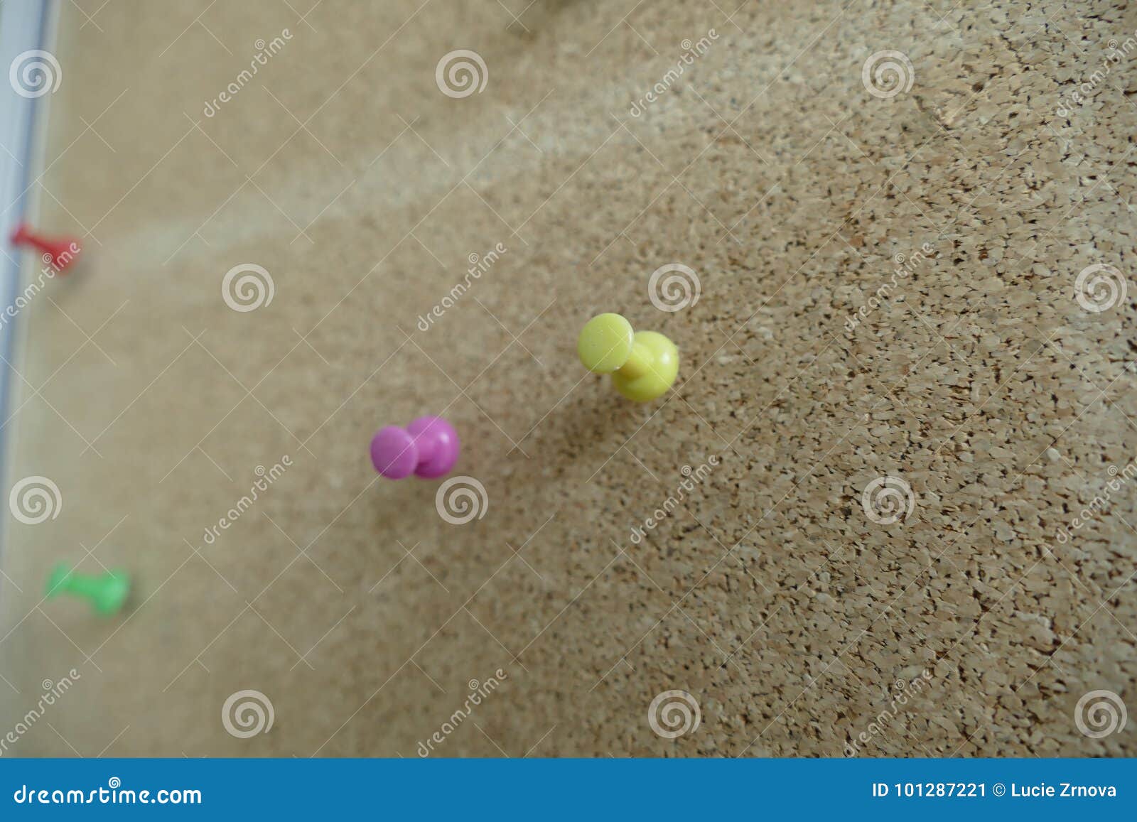 Colored Pin in an Office Pinboard Stock Image - Image of noteboard ...