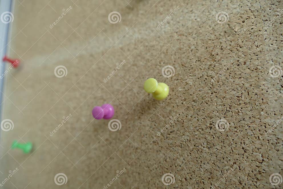Colored Pin in an Office Pinboard Stock Image - Image of noteboard ...