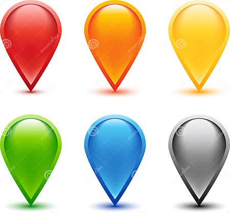 Colored Pin Set stock vector. Illustration of black, direction - 24153571