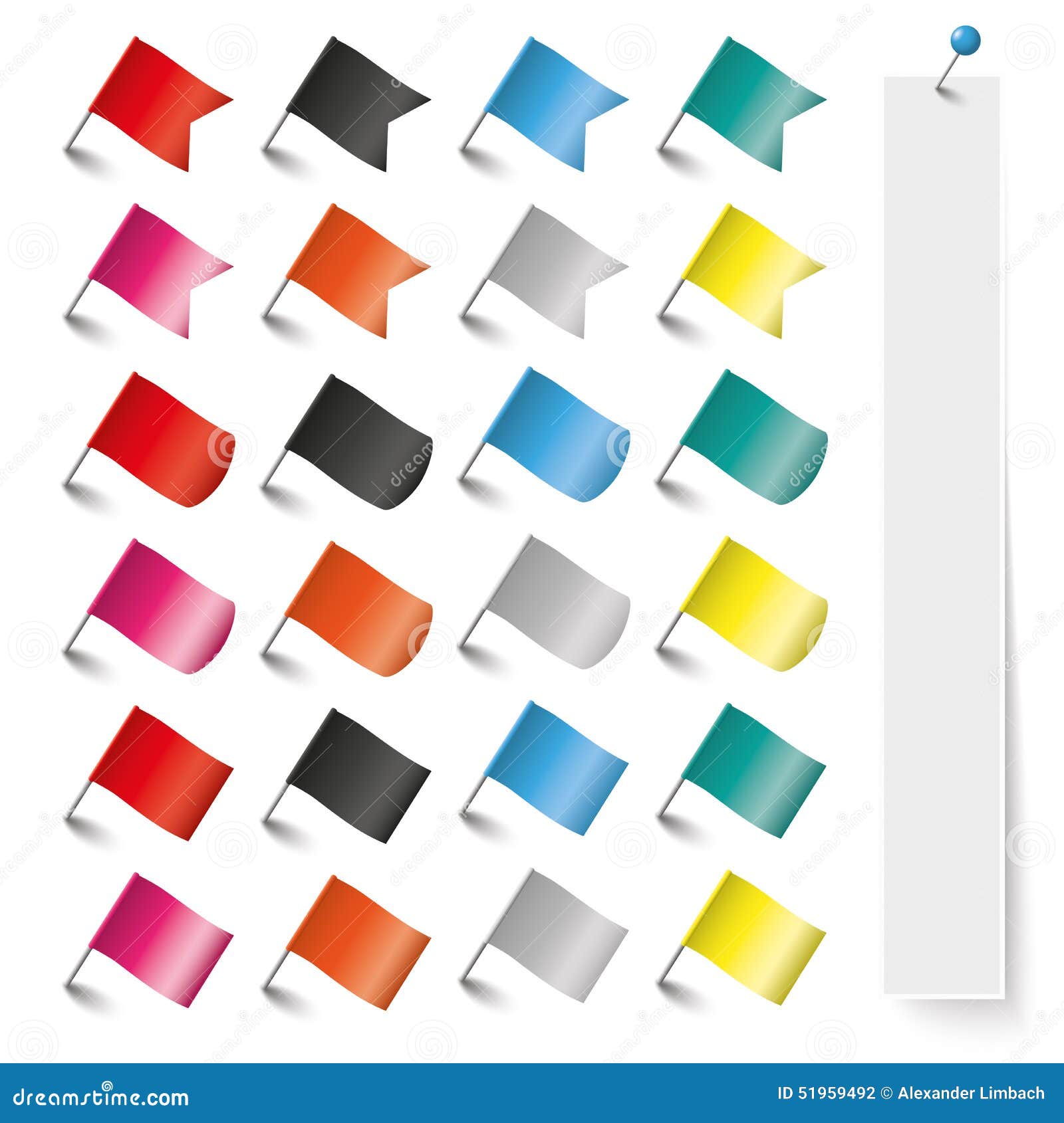 Colored PinFlags Set stock vector. Illustration of notepaper - 51959492