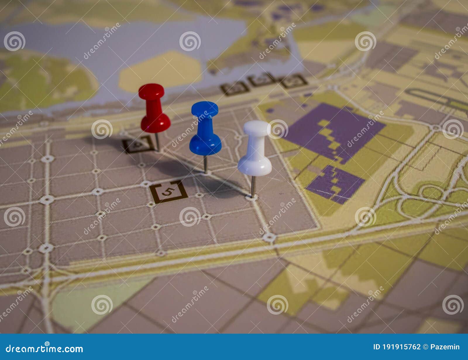 Colored pins on the map stock photo. Image of blue, construction ...