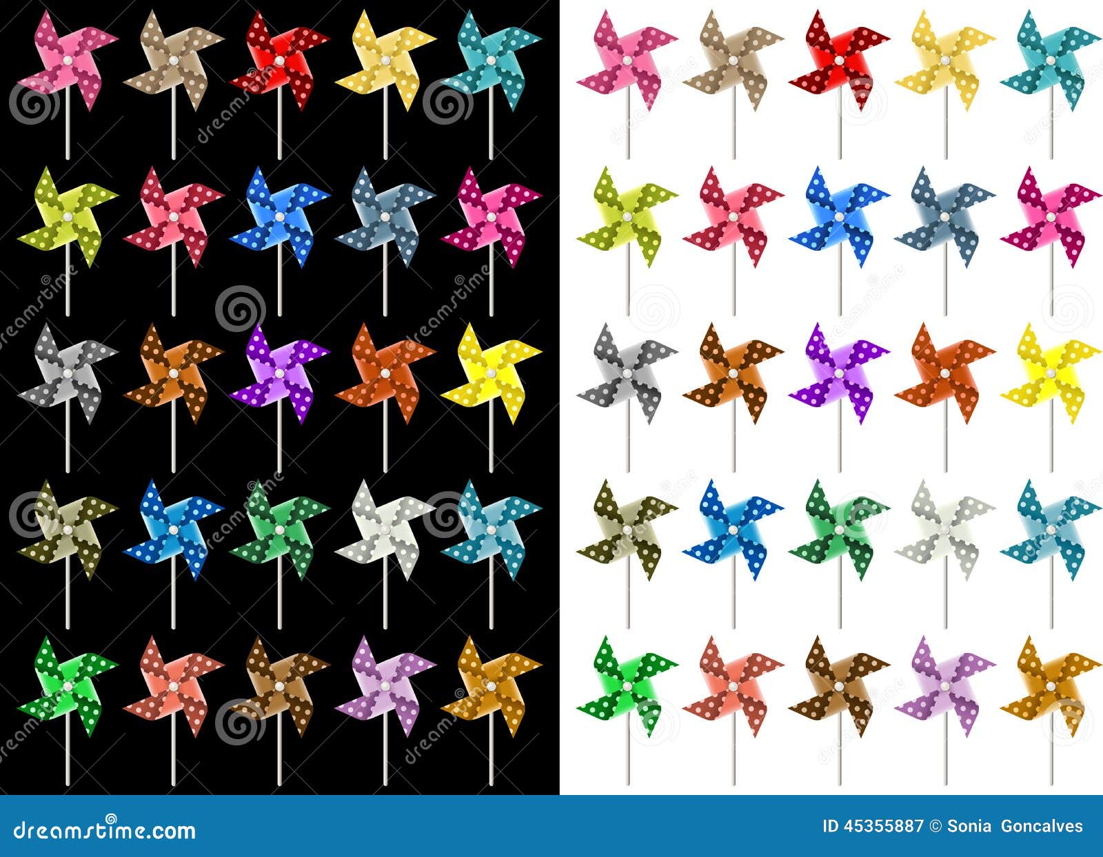 Colored Pinwheel stock vector. Illustration of origami - 45355887