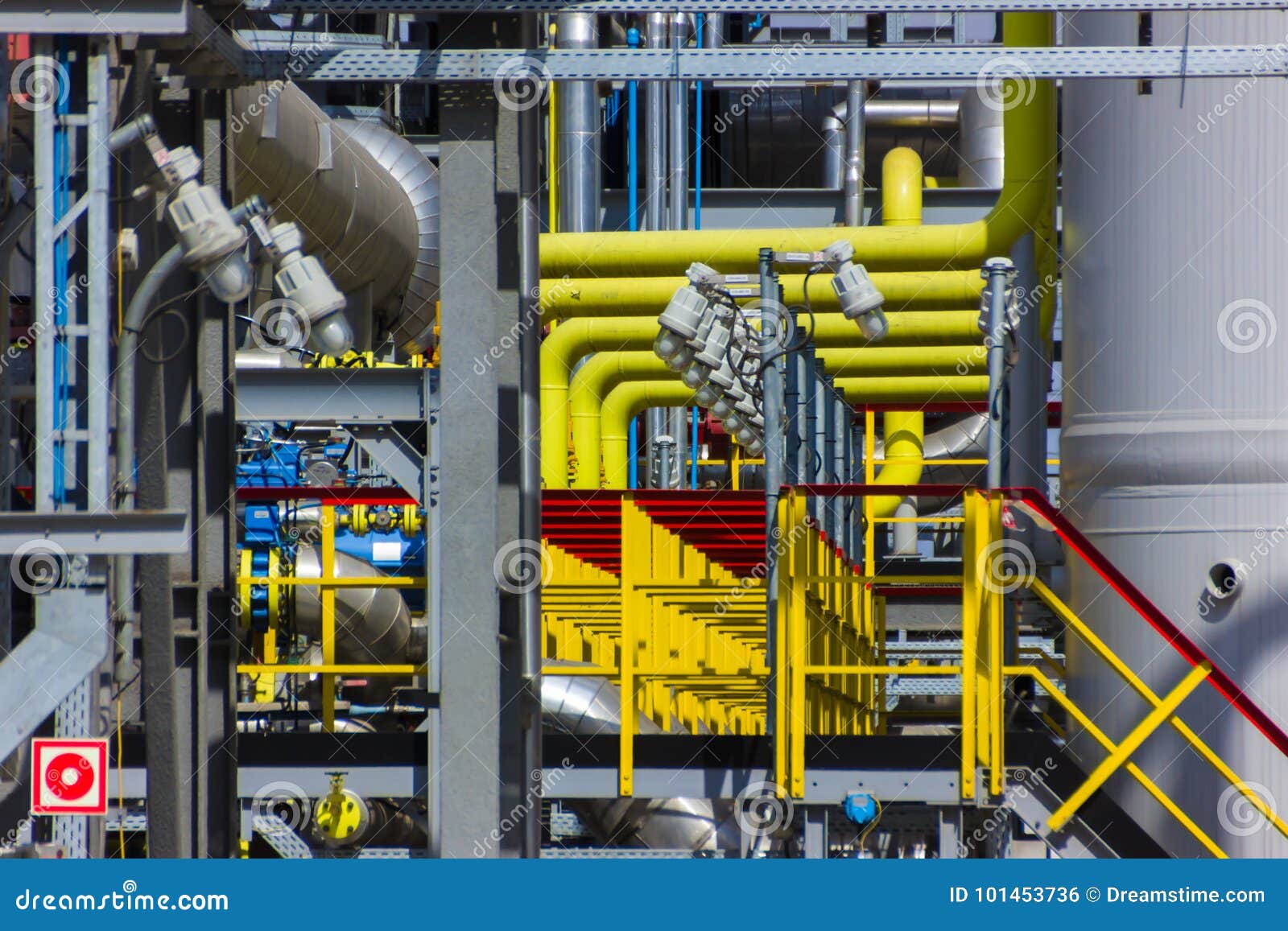Colored piping refinery stock photo. Image of equipment - 101453736